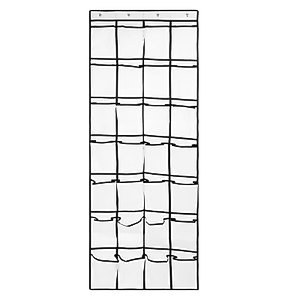 GOMAJI 28 Large Pockets Over the Door Shoe Organzier, Hanging Shoe Organizer for Door Large Capacity Shoe Storage Bag with 4 Metal Hooks