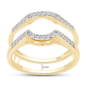 SAVEARTH DIAMONDS 1/4 ct t.w Round Cut Lab Created Moissanite Diamond Wedding Band Enhancer Guard Ring For Women In 14K Yellow Gold Over Sterling Silver(VVS1 Clarity 0.25 Cttw)-6