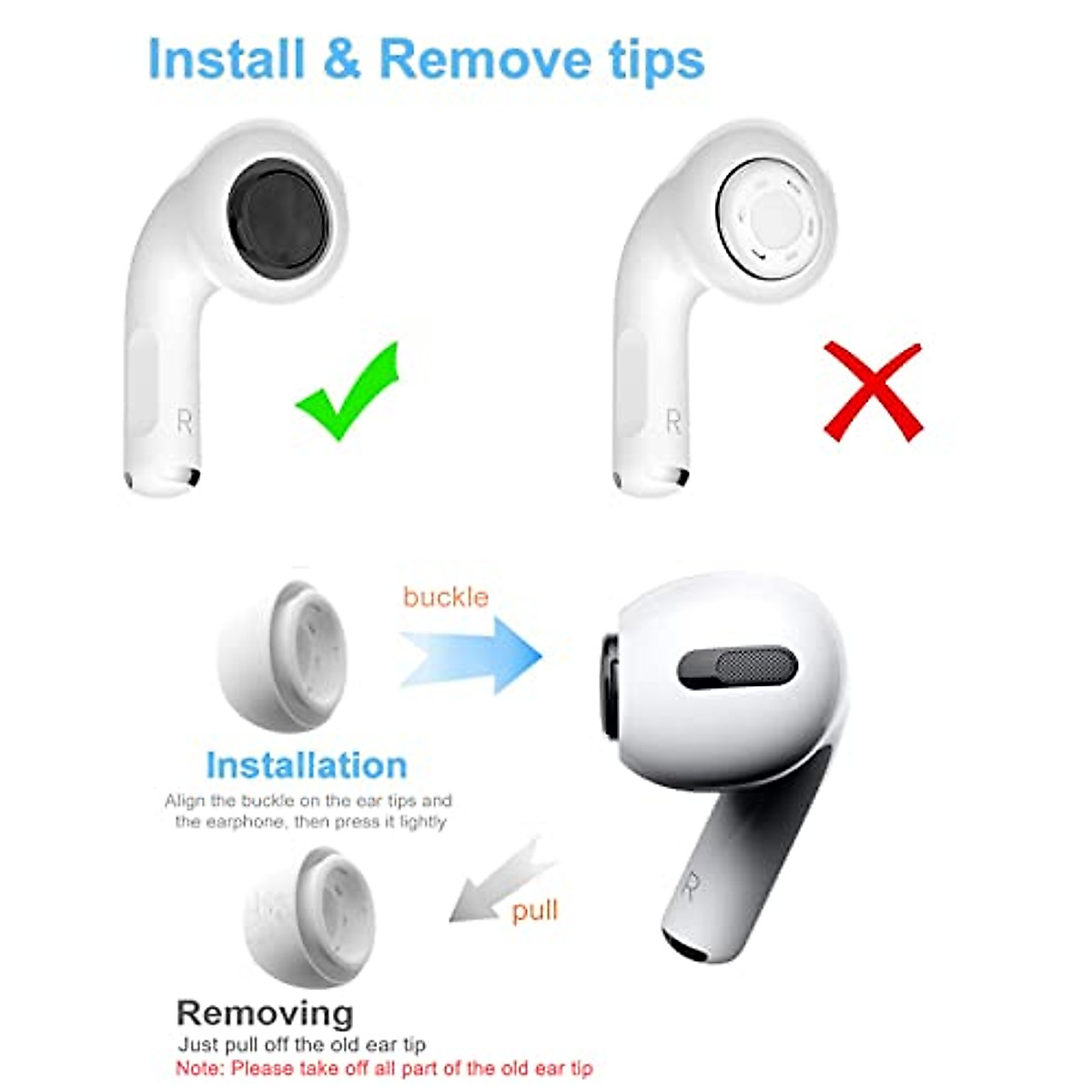 12 Pieces Replacement Ear Tips for Airpods Pro and Airpods Pro 2nd Generation with Noise Reduction Hole, Silicone Ear Tips for Airpods Pro with Portable Storage Box and(S/M/L) (6 Pairs)