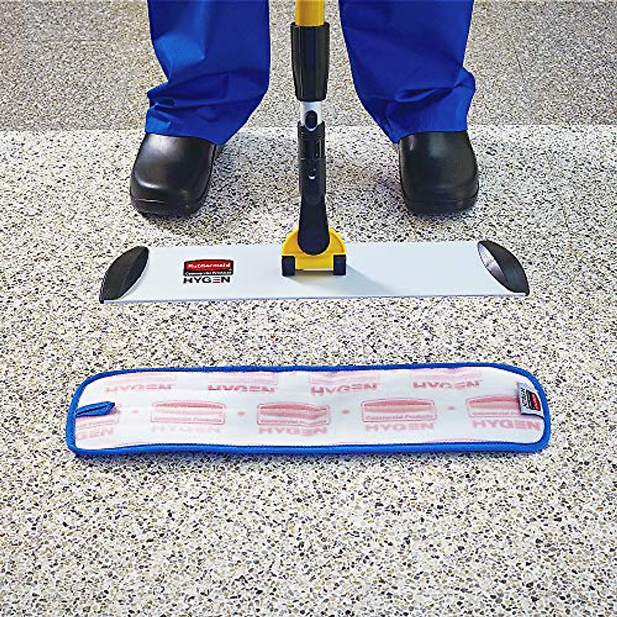 Rubbermaid Commercial Products Mop Head for Microfiber Damp Mop, 18-Inch, Blue, Heavy-Duty Single Sided Cleaning Cloth for Hardwood/Tile/Laminated Floors in Kitchen/Lobby/Office