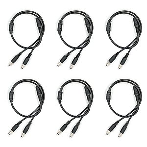lkelyonewy 6 Pack Dc Power Supply 1 Female to 2 Male 5.5Mm X 2.1Mm Jack Camera Cable Barrel Plug Y Splitter Adapter Wire for CCTV Cameras Led Light Strip and More