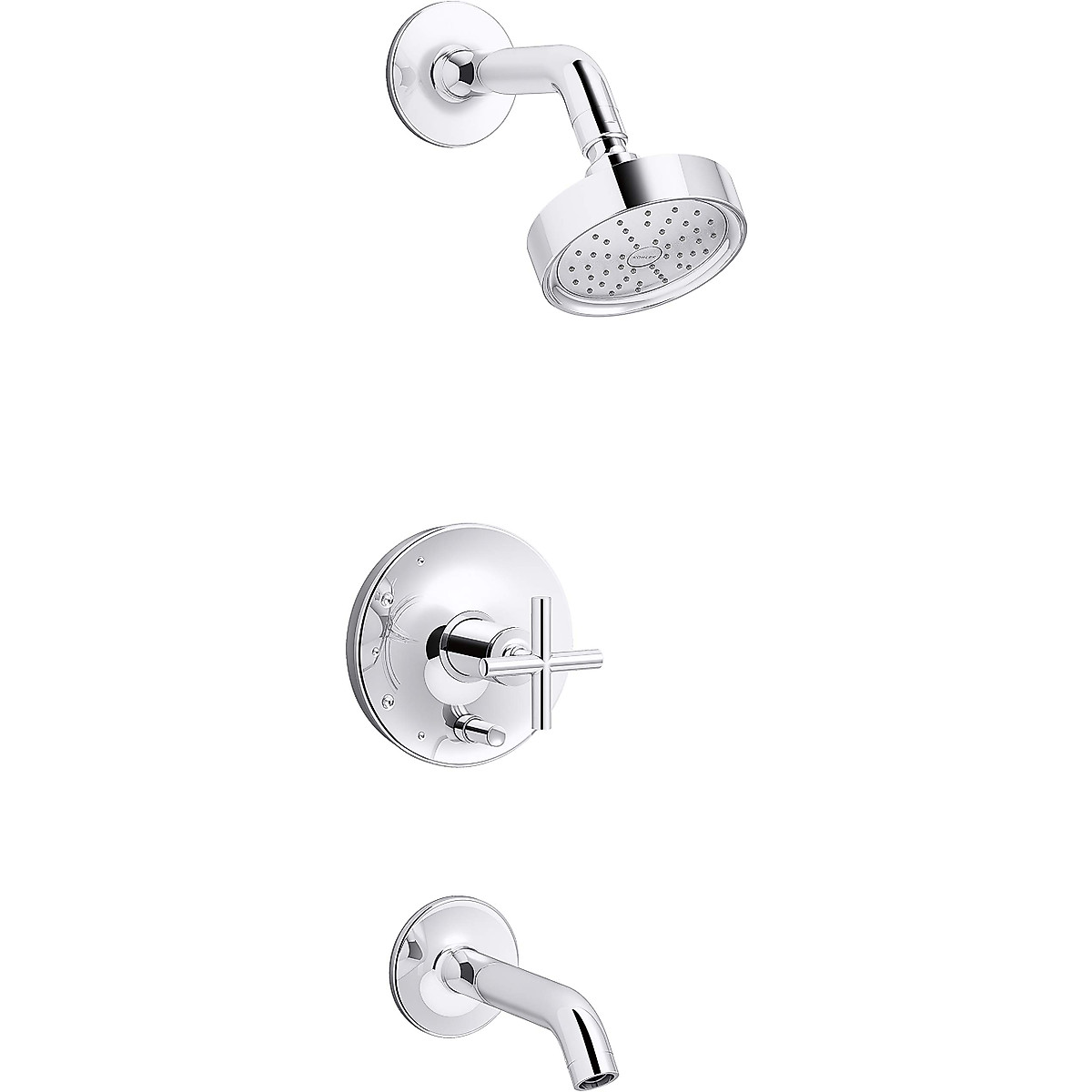 KOHLER Purist Rite-temp Bath and Shower Trim with Cross Handle and 1.75 Gpm Showerhead