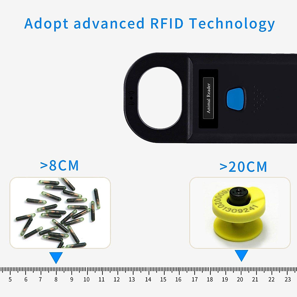 Run Mall Microchip Scanner Reader RFID Reader Writer Tag Microchip for Dogs Chip Reader Rechargeable Animal Chip Scanner Pet Tag Scanner FDX-B(ISO 1178411785) ID64 RFID Animal Tracking, (W90-BK)
