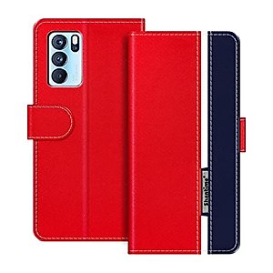 MILEGAO for Oppo Reno 6 Pro 5G Flip Cover, Magnetic Buckle Multicolor Business PU Leather Phone Case with Card Slot, for Oppo Reno 6 Pro 5G 6.55 inches