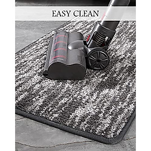 Door Mats Outdoor Indoor Doormat-Rubber Non Slip Absorbent Front Door Mats for Outside Entry Entrance-Dirt Trapper Mat for Muddy Paws and Shoes-Gray-17”x30”