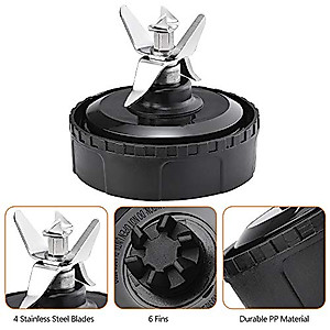Blender Replacement Parts for for Ninja Blade 16 oz Cup, Blender Blade Fit for Nutri Ninja BL660 1100W, Ninja BL771 30, Ninja BL770 1500W, BL780CO BL663 BL663CO BL665Q BL740 BL773 BL780 (6 Fins)