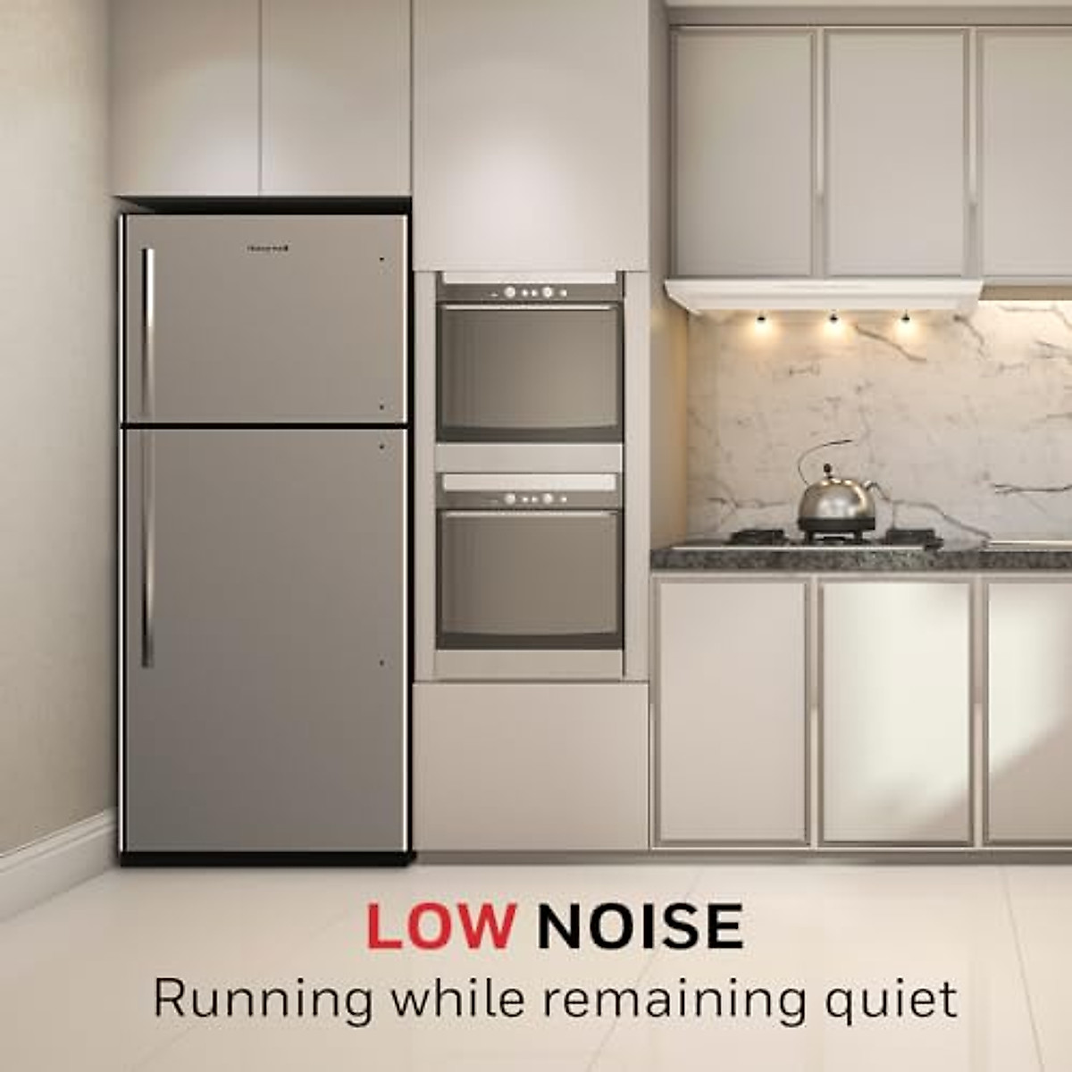 Full Size Refrigerator 18 Cu Ft with Top Freezer, Double Door, Low noise, Removable Glass Shelves, for Home, Office, Garage, Adjustable Temperature Settings, Stainless Steel