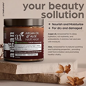 Artnaturals Argan Hair Mask Conditioner - (8 Oz/226g) - Deep Conditioning Treatment - Organic Jojoba Oil, Aloe Vera & Keratin - Repair Dry, Damaged, Color Treated, Natural Hair Growth - Sulfate Free