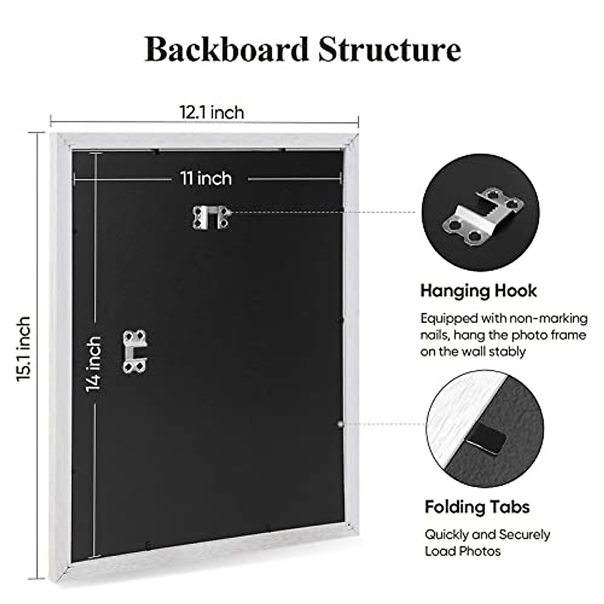 Nacial Picture Frames 11x14 inch Set of 4, White Photo Frame With Wood Grain, Display 8x10 Photo with Mat, Display 11x14 photo without Mat, Picture Frames Collage for Wall