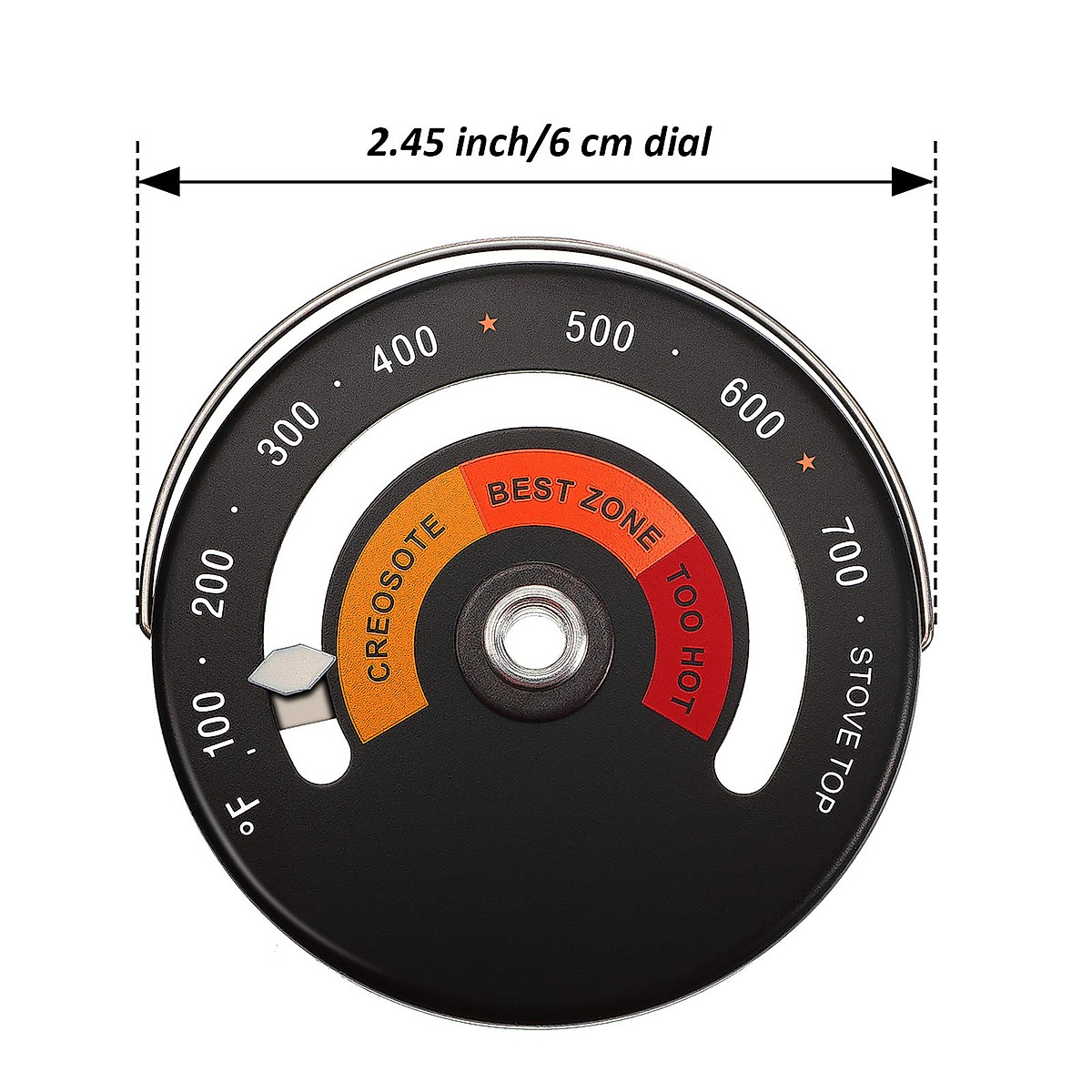 Frienda Wood Stove Thermometer Magnetic, Oven Temperature Meter Stove for Wood Burning Stoves Top, Avoiding Gas Stoves Pellet Stoves Chimney Pipe Damaged by Overheat(1 Piece)