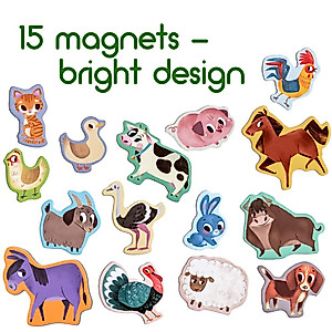 MAGDUM FARM animal magnets -real LARGE fridge magnets for toddlers- Magnetic EDUcational toys baby 3 year old baby LEARNing magnets for kids- Speech development toys - Kid magnets for Magnetic THEATRE