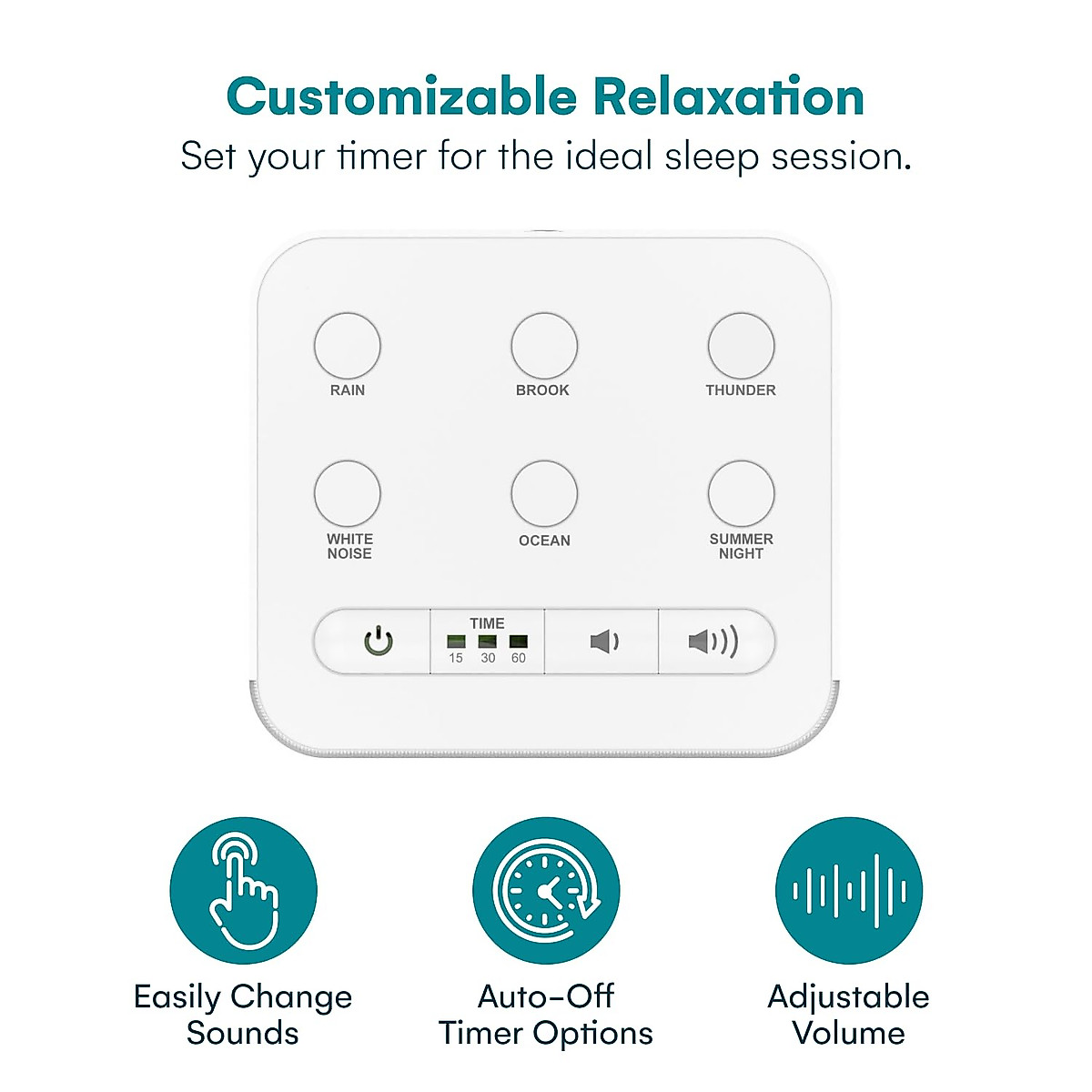 White Noise Sleep Sound Machine for Adults | Sound Machines for Sleeping | Portable White Noise Machine for Office Privacy | Travel Sound Machine Baby | Plug in Or Battery Operated Brown Noise Maker
