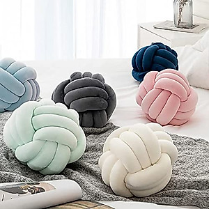 XSWPL Knot Ball Pillow Round Throw Pillows Soft Household Decorative Pillows Sofa Decor Throw Pillows (Navy Blue, 10.6Inch)