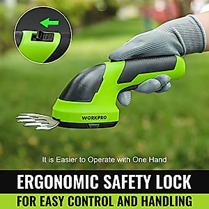WORKPRO Cordless Grass Shear & Shrubbery Trimmer - 2 in 1 Handheld Hedge Trimmer 7.2V Electric Grass Trimmer Hedge Shears/Grass Cutter Rechargeable Lithium-Ion Battery and Type-C Cable Included