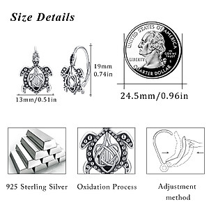 Turtle Earrings 925 Sterling Silver Celtic Turtle Leverback Hoop Earrings for Women Turtle Jewelry Irish Celtic Knot Earrings