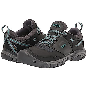 KEEN Women's Ridge Flex Low Height Waterproof Hiking Boots, Raven/Porcelain, 8.5