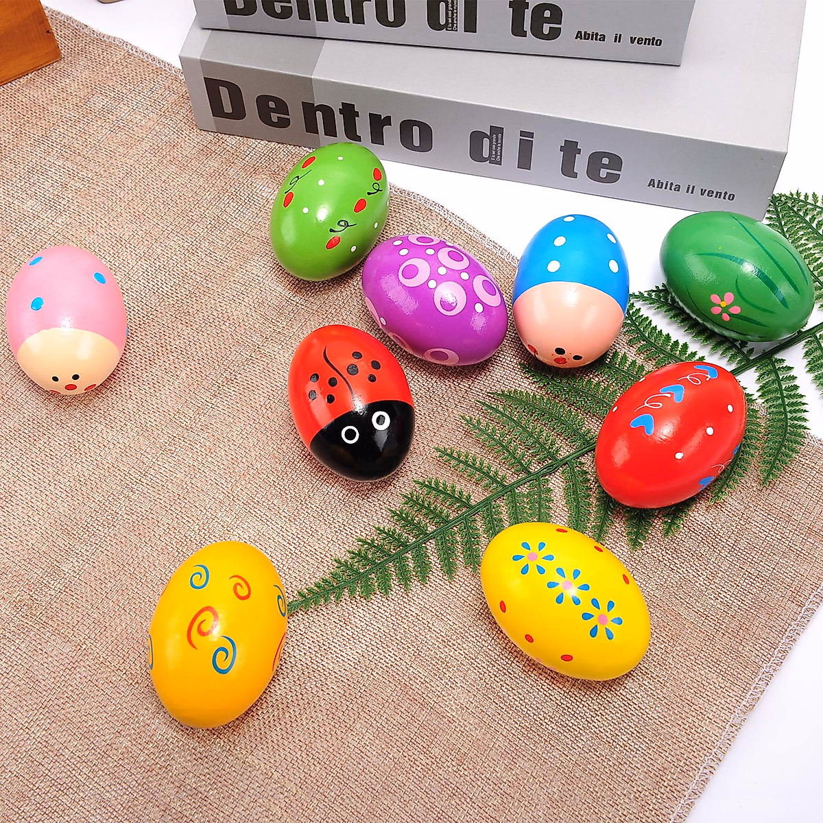 Easter Wooden Egg Shakers Maracas for Party Favors, Classroom Prize Supplies and Percussion Musical Instrument(9 PCS)