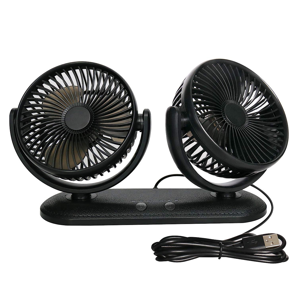 TriPole Car Fan Portable Dual Head Electric Vehicle Mounted USB 300 Degree Rotation Auto Cooling Fan 3 Speed Strong Wind Desk Fan for Dashboard SUV RV Truck Sedan Home Office