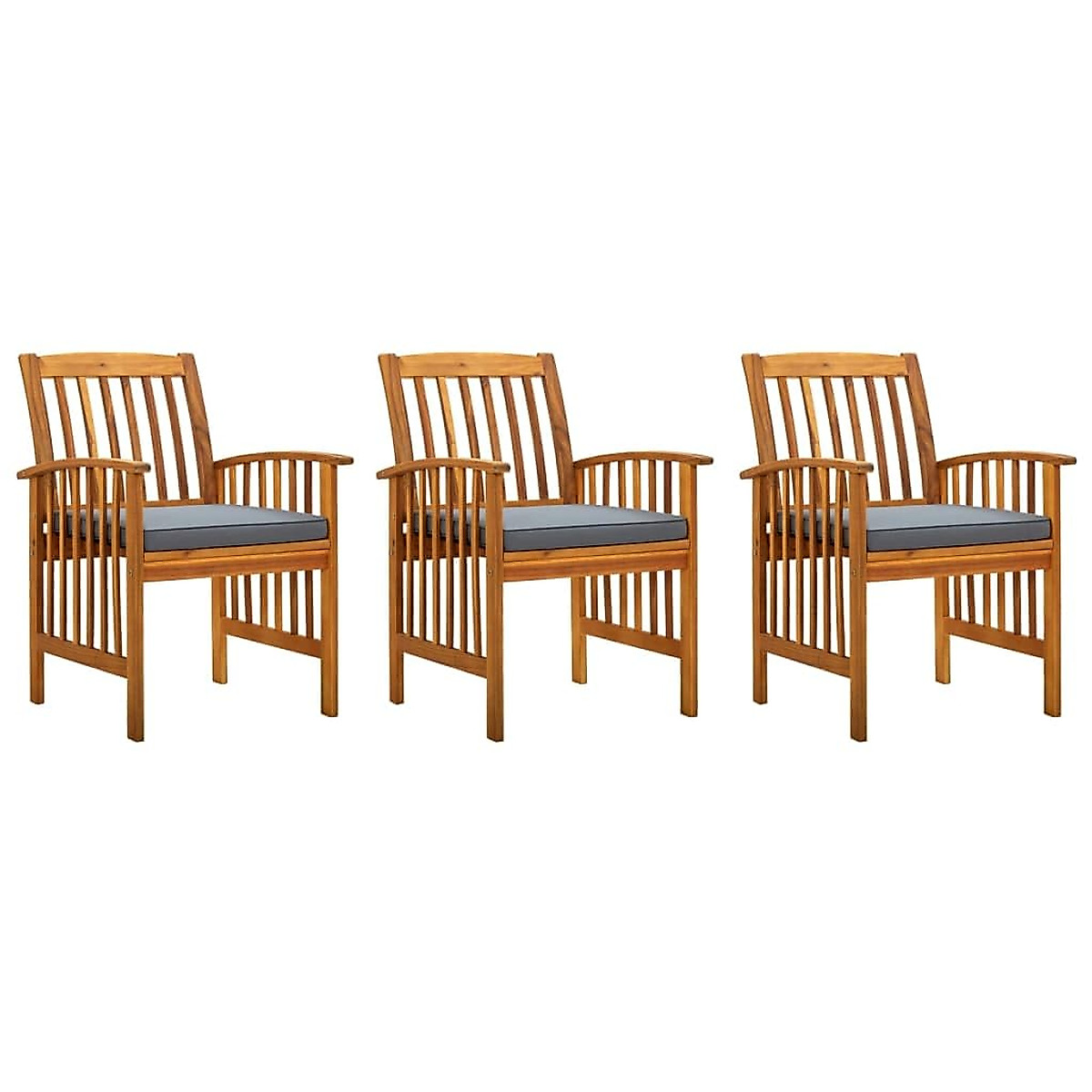 QZZCED Outdoor Club Chair Dining Side Chair Patio Set Patio Dining Chairs 3 pcs with Cushions Solid Acacia Woodfor Lawn Backyard & Garden All-Weather Resistant
