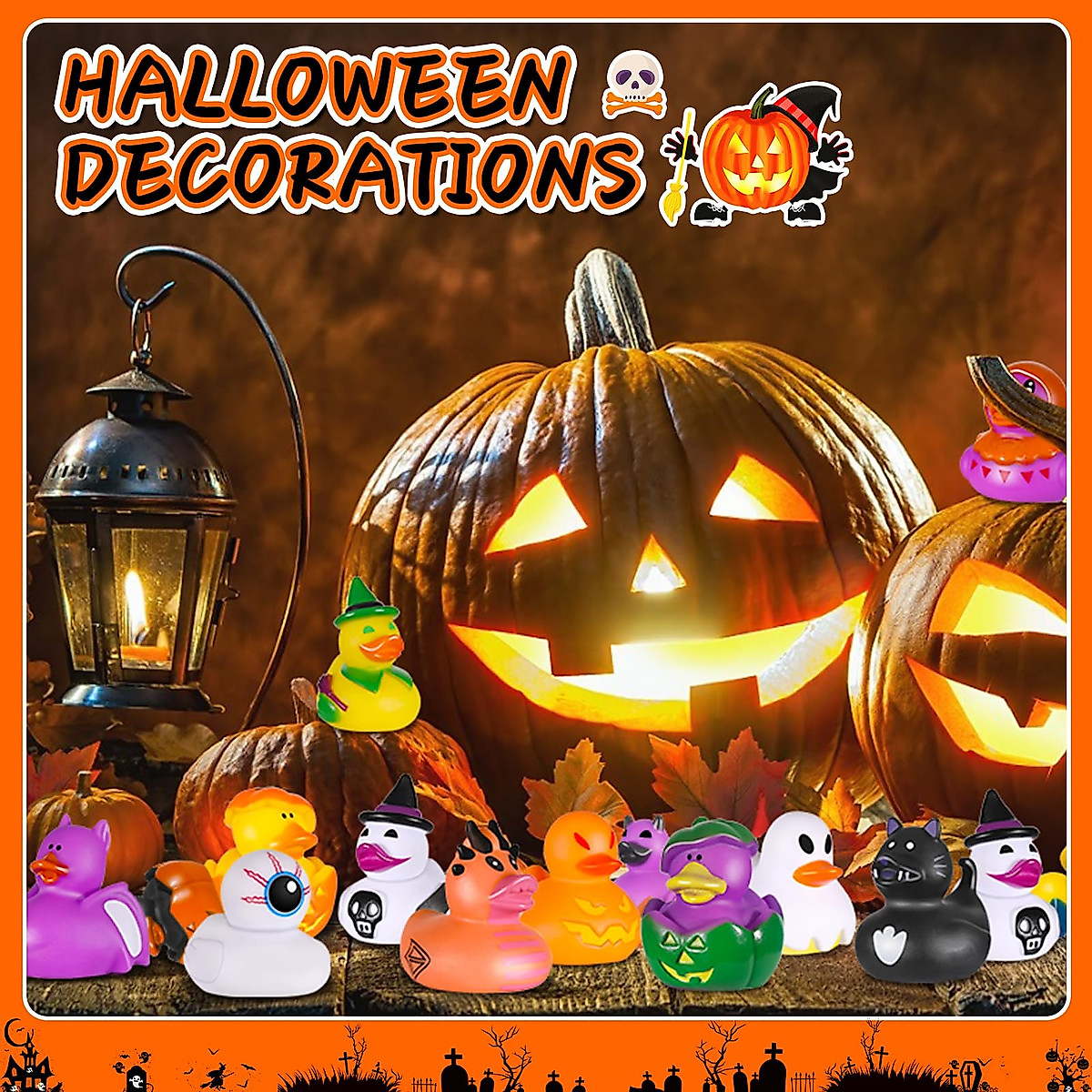 24 Pack Rubber Ducks with Bag - Halloween Party Favors & Bath Toys for Kids - Goodie Bag Fillers & Jeep Ducks for Gifting