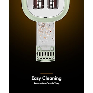 2 Slice Toaster, Wide Slots,High Lift, Auto-Off, & Frozen Modes for Toast, Bagels, Waffles & Fruity Breads, Modern Sleek Design, Easy-Clean Crumb Tray, Green