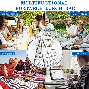 Fafish 2Pack Reusable Lunch Bag Insulated Lunch Box Large Waterproof Adult Lunch Tote Bag For Men or Women (White plaid and gray plaid)