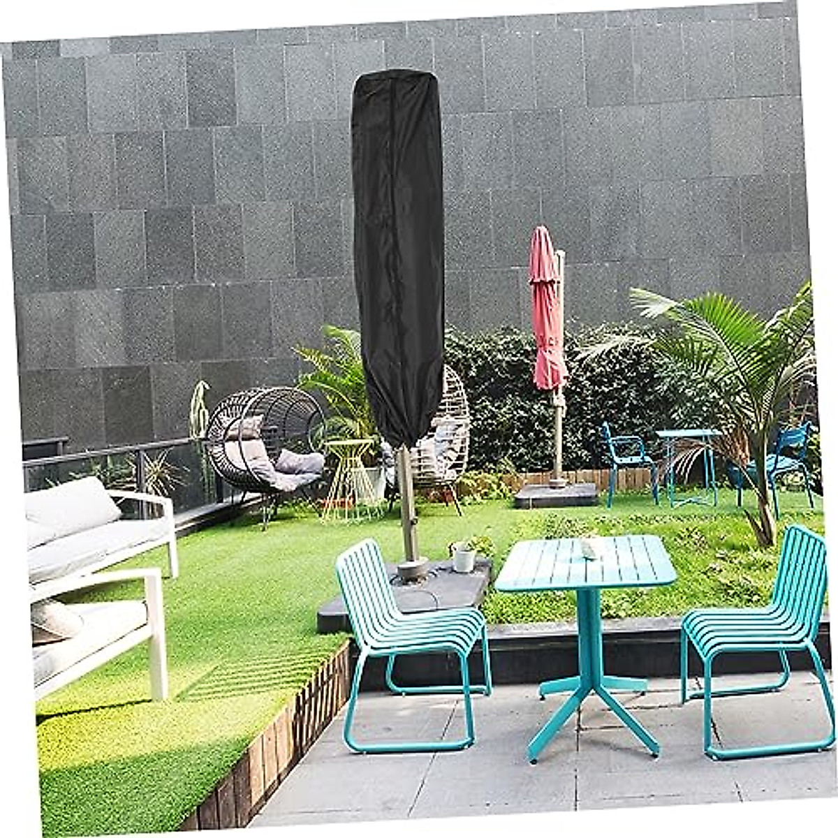 Cabilock 2 pcs Umbrella Drying Rack Cover Outdoor Clothes Drying Rack Laundry Hanging Rack Parasol Cover Outdoor Umbrella Covers Patio Rotary Airer Cover Zipped Washing Line Cover to Rotate