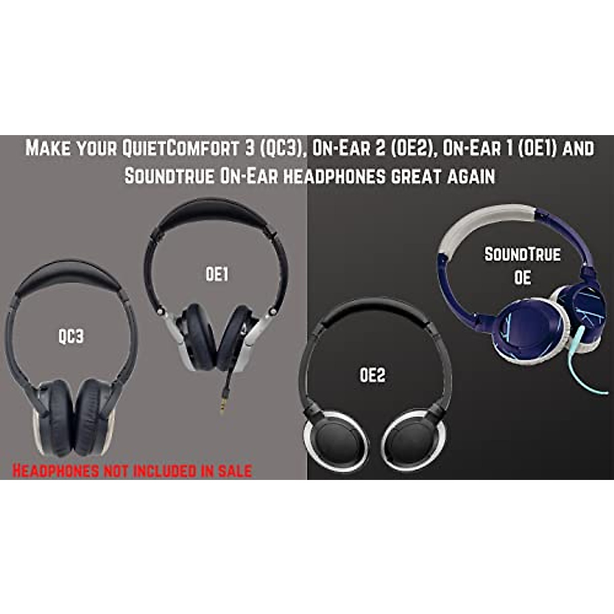 Replacement V2 QC3 Headband pad/On-Ear Headband pad Cushion Compatible with Bose QuietComfort 3 (QC3), Bose On-Ear 2 (OE2), Bose On-Ear (OE) and Bose SoundTrue On-Ear Headphones (Black)