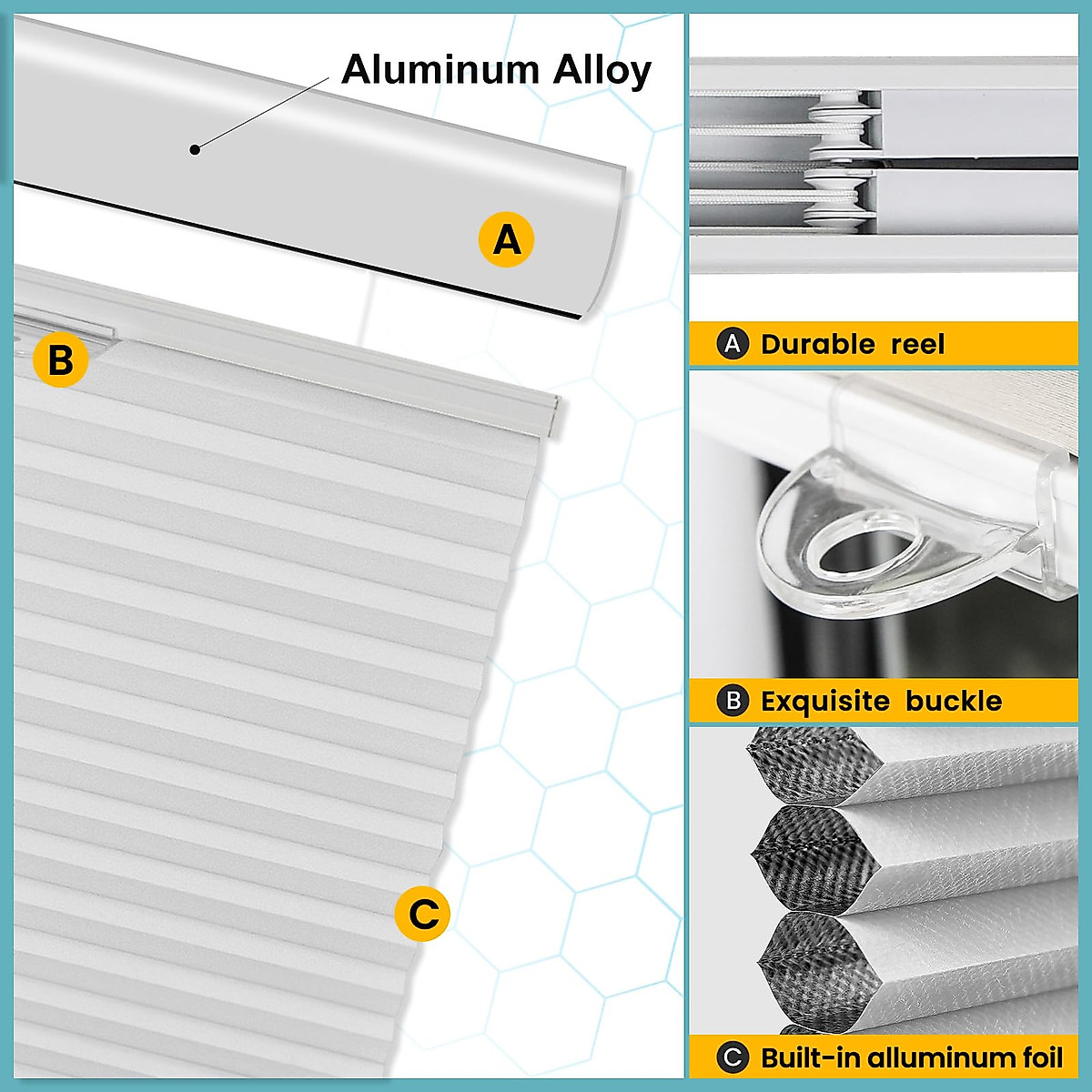 Grandekor Top Down Bottom Up Cellular Shades Cordless, Pull Down Honeycomb Blinds for Windows Room Darkening Blinds & Shades for Living Room Bedroom, Blackout, White, 32" Wx64 H