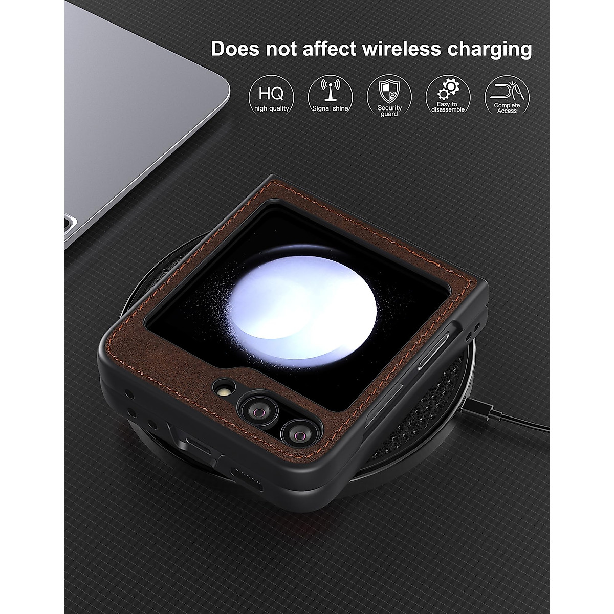 Foluu for Samsung Galaxy Z Flip 5 5G Case, Galaxy Z Flip 5 Leather Case, PU Leather + Hard PC Shell Ultra Thin Slim Durable Protective Phone Case Cover for Samsung Galaxy Z Flip5 5G 2023 (Brown)