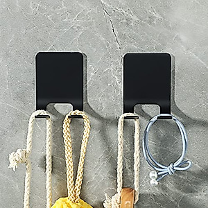 Alise 10 Pcs Self-Adhesive Utility Hooks Coat Hook Double Towel Clothes Hooks for Bathroom Kitchen Wardrobe Window Glass Door Garage,Free-Drilling Stainless Steel Black Finish