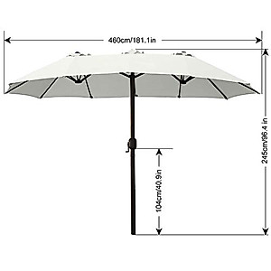 ABCCANOPY 15FT Double-Sided Aluminum Table Patio Umbrella Garden Large Umbrella,Swimming Pool 12+Colors,Light Beige