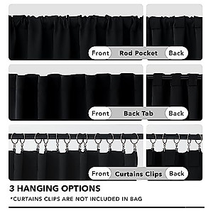 Deconovo Blackout Curtains 84 Inches Long, Black Blackout Curtains for Bedroom - 2 Panels, 52x84 Inch, Room Darkening Curtains for Living Room, Back Tab and Rod Pocket Black Curtains