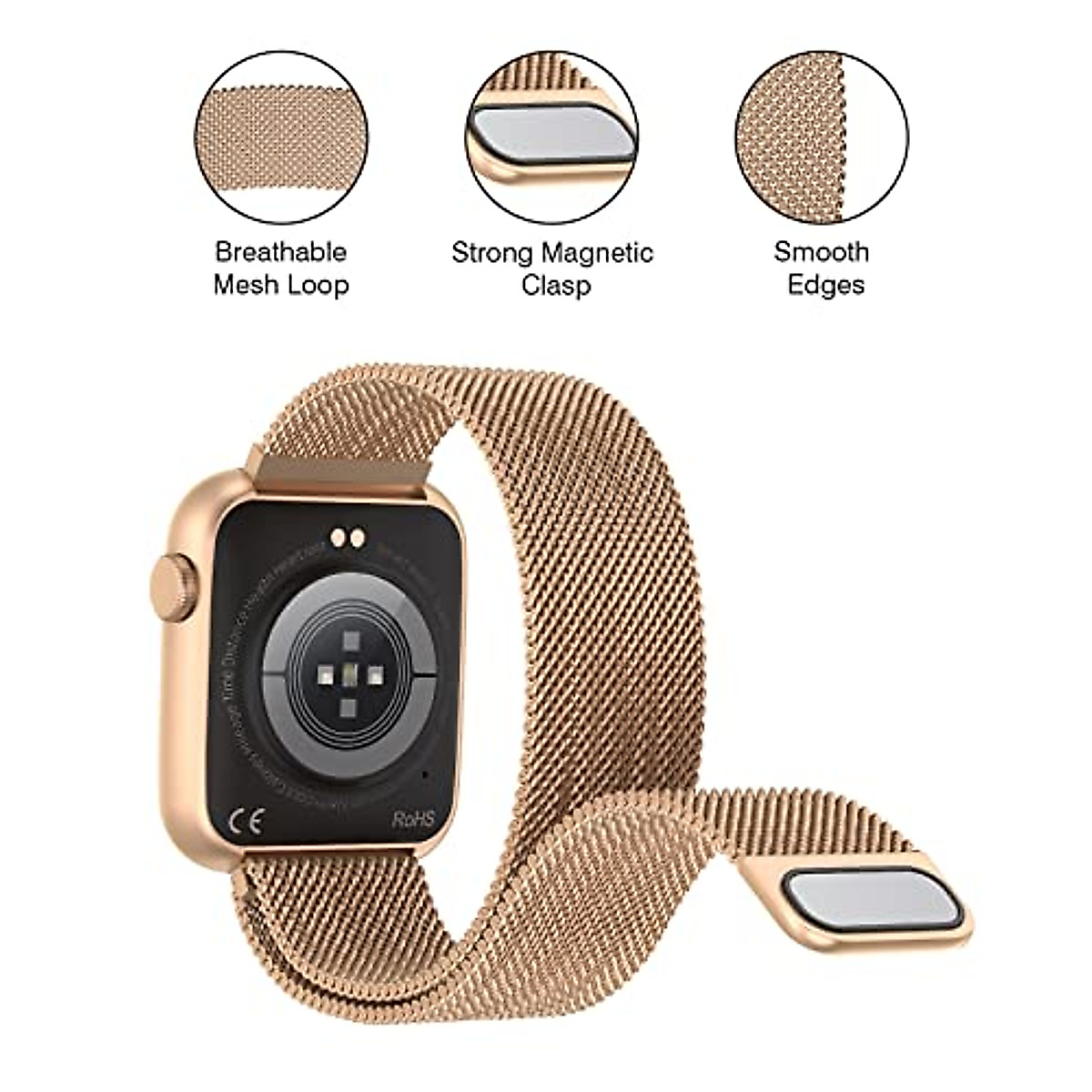 2023 Smart Watches for Women with Bluetooth Call Answer/Dail,1.9'' HD Full Touch Screen Fitness Tracker, IP67 Waterproof Smartwatch with Blood Pressure Sleep Monitor for Android and iPhone Gold