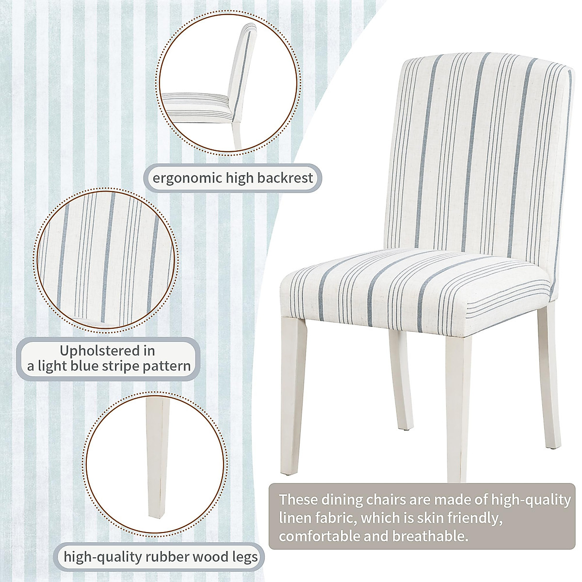 Bellemave Dining Table Set for 4, 5 Piece Round Kitchen Table and Chairs, Solid Wood Round Table with 4 Upholstered Chairs for Dining Room, Dinette, Breakfast Nook, White