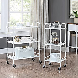 SunnyPoint Metal Rolling Organizer Utility Craft Cart (Large, WHT)