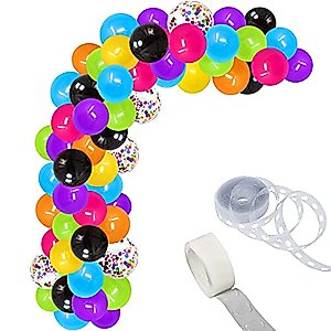 90s 80s 70s 60s 50s Themed Party Decorations Balloons Garland, 115Pcs 90's 80's 70's 60's 50's Rainbow Balloon Garland Arch Party Supplies, Back to The 90s Latex Color Confetti Balloons Hip Hop Party Decor