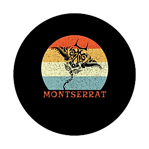 Montserrat, West Indies Vintage Tribal Manta Ray Vacation PopSockets Swappable PopGrip
