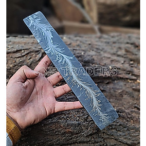 JNR Traders Forged Feather Pattern Damascus Billet - Damascus Bar Stock - Knife Making Supplies 12 Inch 3815