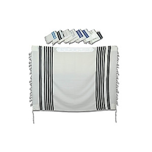 TALITANIA Traditional pure wool Tallit prayer shawl tallis gadol (Size 80 (XL) 88 X 68 inches, Black Stripes)
