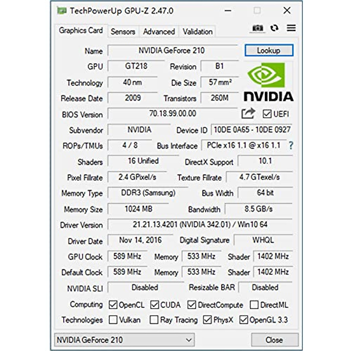 QTHREE GeForce 210 Graphic Card,1024 MB,DDR3,64 Bits,HDMI,DVI,VGA,589 MHz Core Frequency Desktop Video Card for PC Working,DirectX 10.1, OpenGL 3.3,PCI Express x16,Low Profile