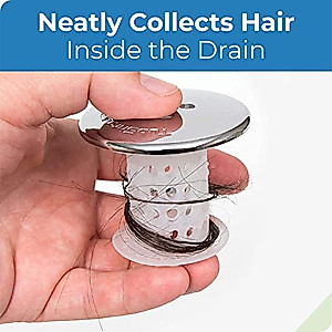 TubShroom Tub Drain Hair Catcher, Chrome – for Bathroom Drains, Fits 1.5” – 1.75” Bathtub and Shower Drains, White