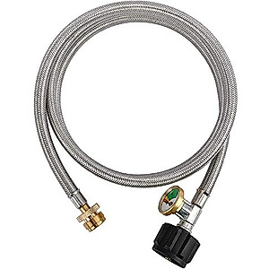 HYDDNice 6FT Propane Hose with Gauge Stainless Steel Braided Propane Hose Converts 1lb Portable Appliances to 5-40lbTank,for Propane Stove, Heater, Tabletop Grill
