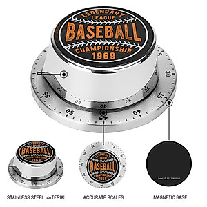 Kitchen Timer Black Baseball Magnetic Countdown Clock for Cooking Teaching Studying