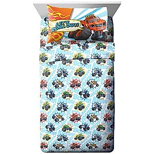 Jay Franco Blaze and The Monster Machines Off to The Races Toddler Size Sheet Set - 3 Piece Set Super Soft and Kid’s Bedding - Fade Resistant Microfiber Sheets (Official Blaze Product)