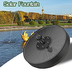 Solar Fountain Full Glass Panel with Battery, 2022Upgrade 3W Solar Powered Bird Bath Fountain with LED Light 8 Nozzle 4 Fixer, Floating Solar Fountain Pump for BirdBath Pond Pool Garden Outdoor