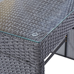 OPTOUGH 5-Piece Rattan Outdoor Patio Furniture Set Bar Dining Table with 4 Stools, Cushion+Gray Wicker