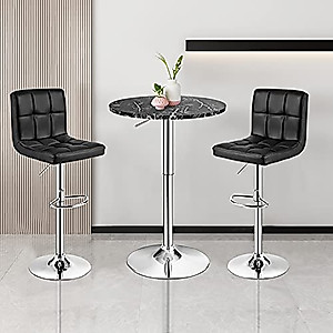 Giantex Round Pub Table Height Adjustable, 360° Swivel Cocktail Pub Table with Sliver Leg and Base for Home, Bar Table(1, Black)