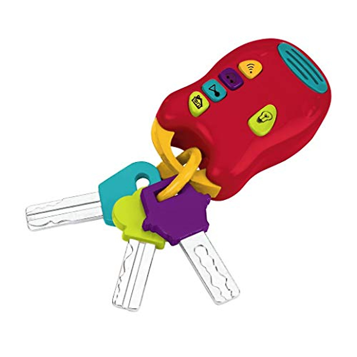 Battat Toy Keys – 3 Keys & Remote with 4 Fun Sounds – Mini Flashlight – Toy Car Keys with Fob for Baby, Toddler – Light & Sound Keys – 10 Months + Red, 6 x 1.25 x 7.5 inches