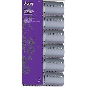 Diane Magnetic 2” Hair Rollers 12 Pack for Medium to Long Hair and Curtain Bangs, Use on Wet or Dry Hair, Hair Curlers are Strong and Washable, Pins and Clips Sold Separately